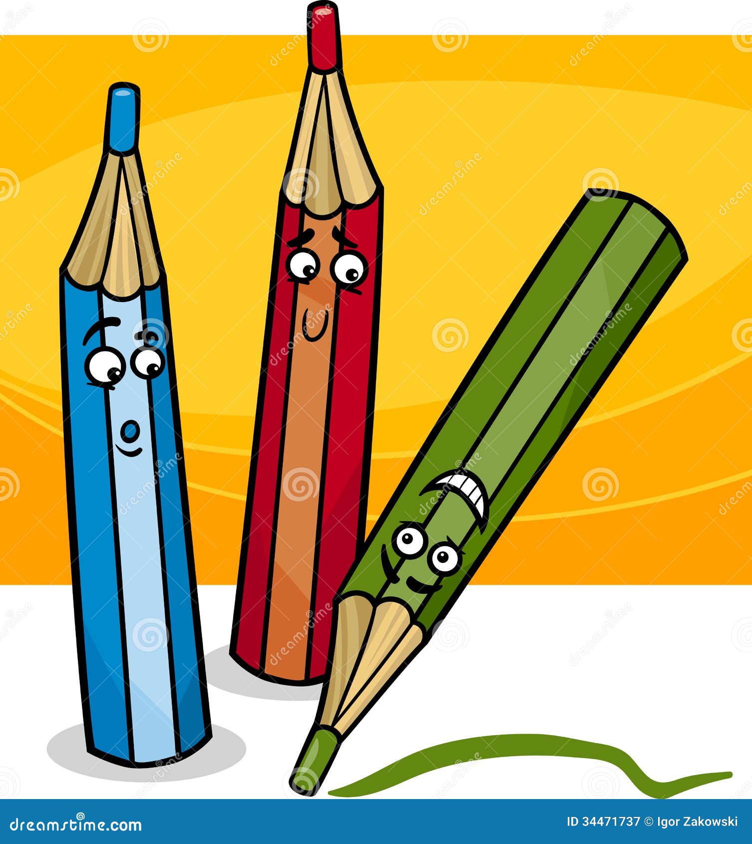 Funny Crayons Cartoon Illustration Stock Vector - Illustration of ...