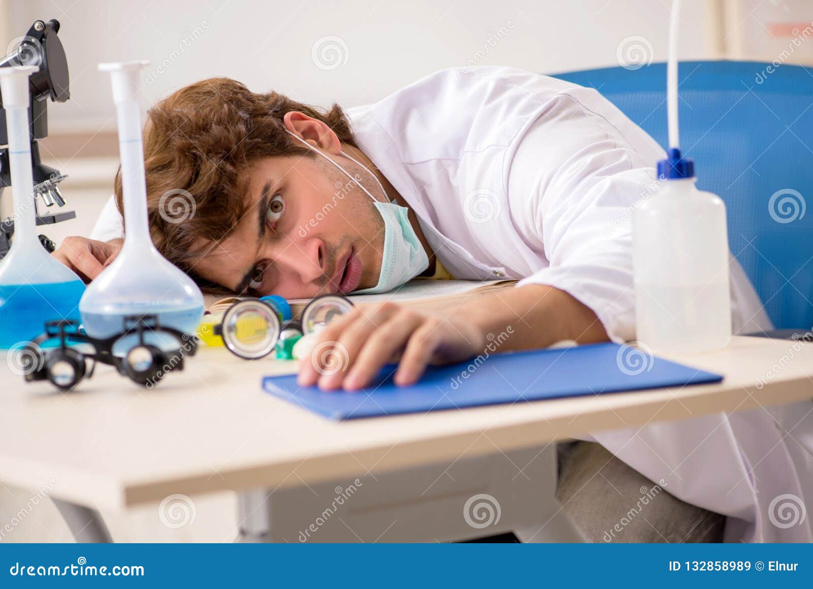 The Funny Crazy Chemist Doing Experiments and Tests Stock Image - Image ...