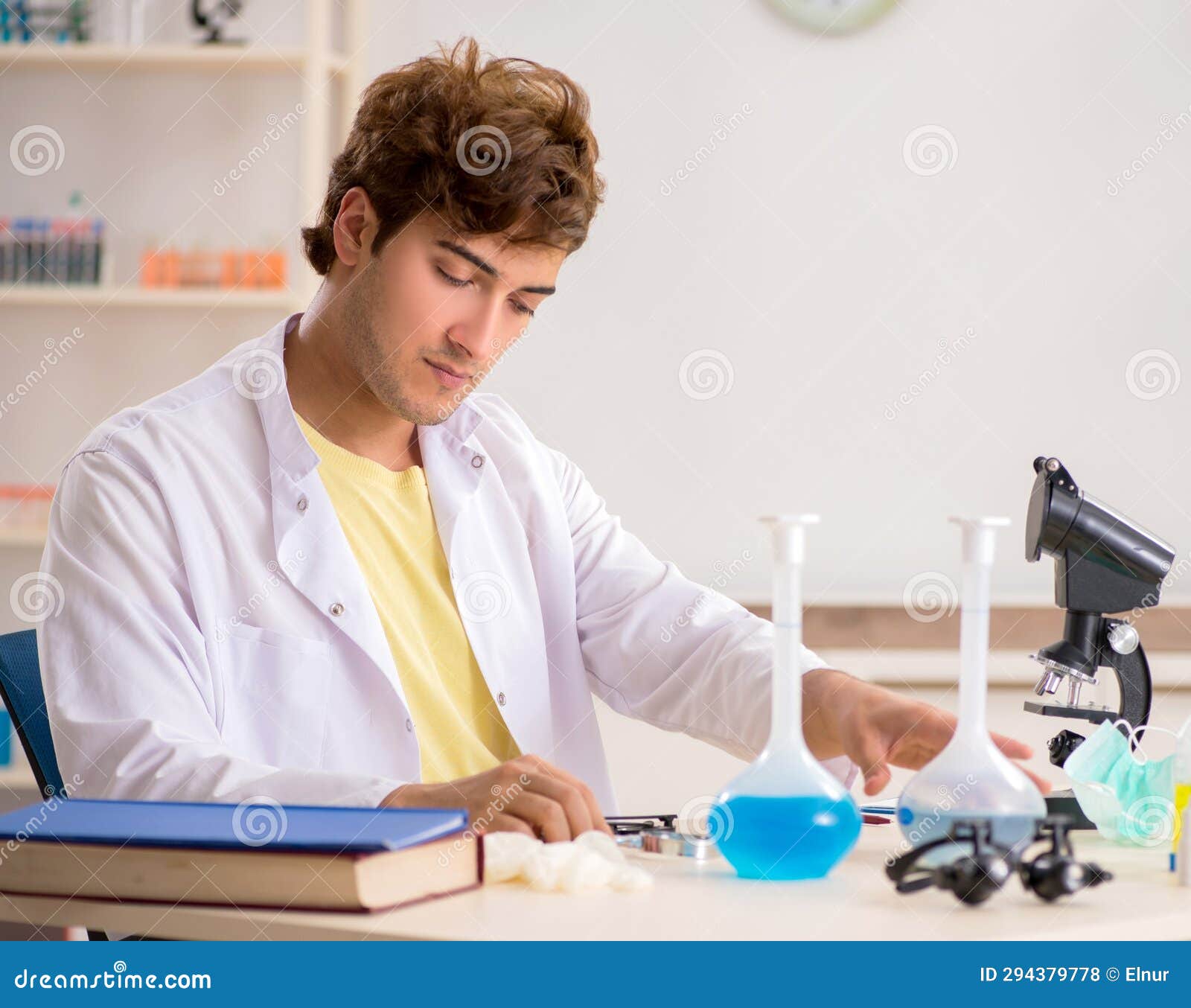 Funny Crazy Chemist Doing Experiments and Tests Stock Photo - Image of ...