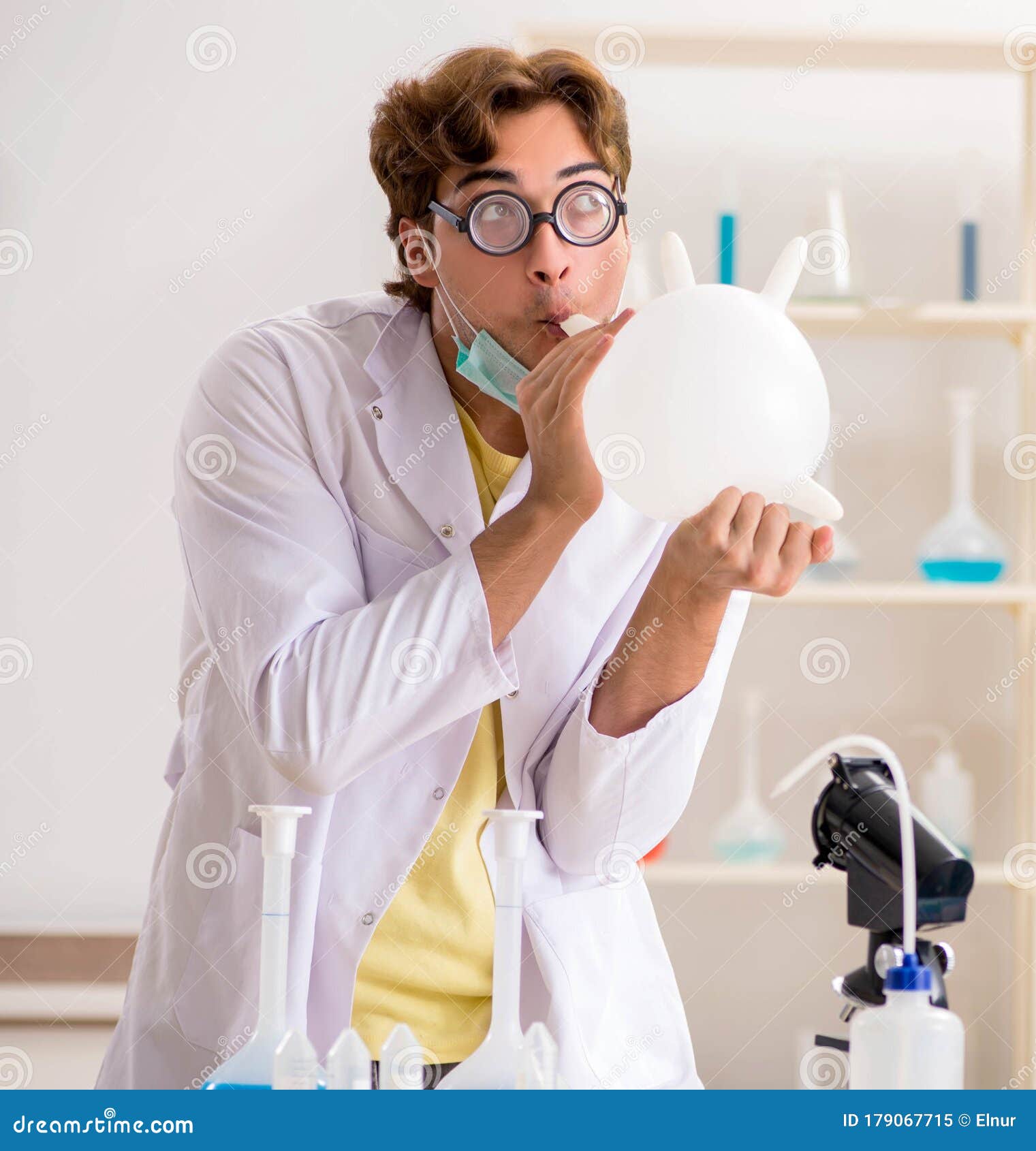 Funny Crazy Chemist Doing Experiments and Tests Stock Image - Image of ...
