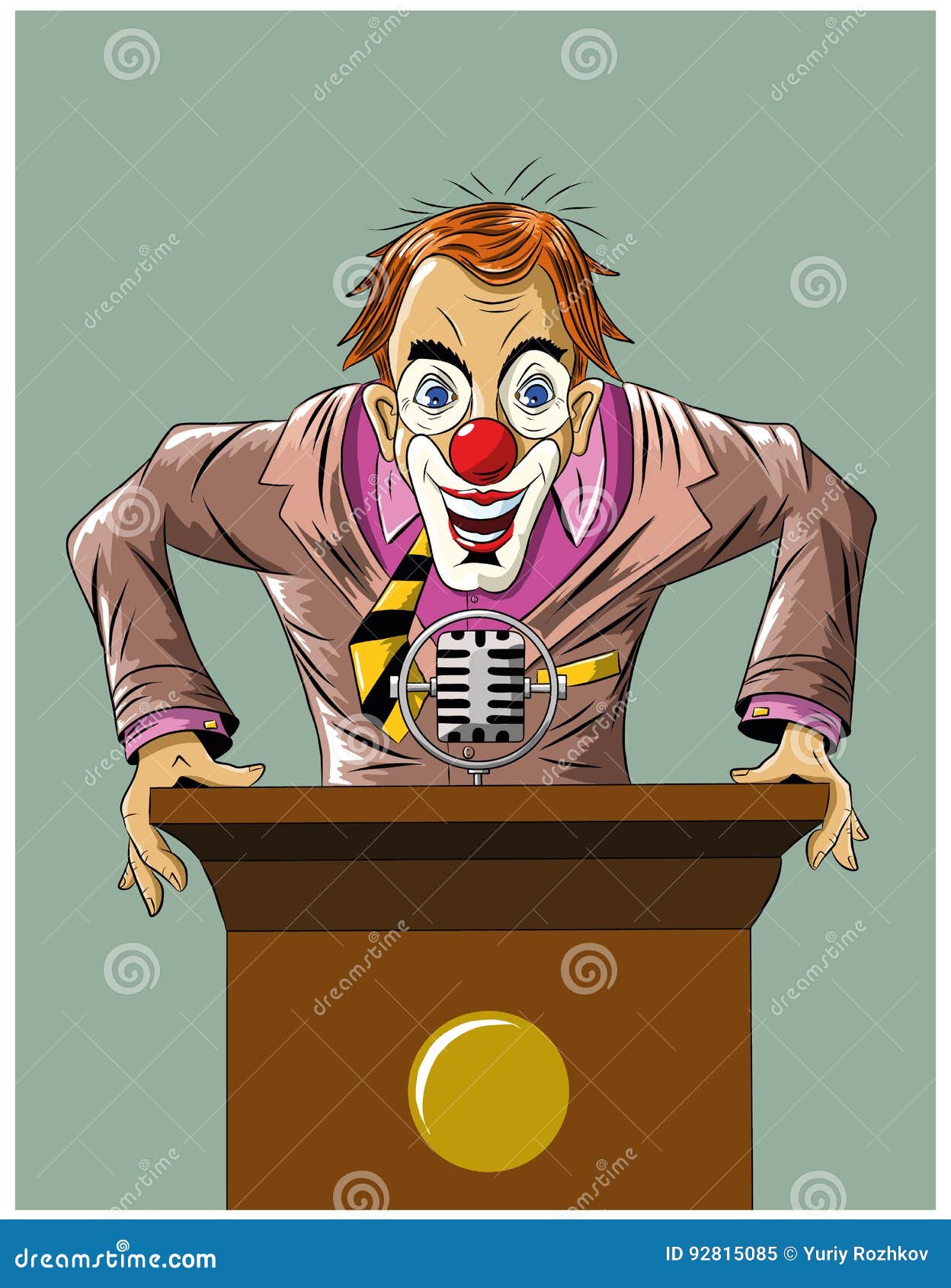 Clown Politician Behind Lectern , Vector Cartoon Stick Figure ...