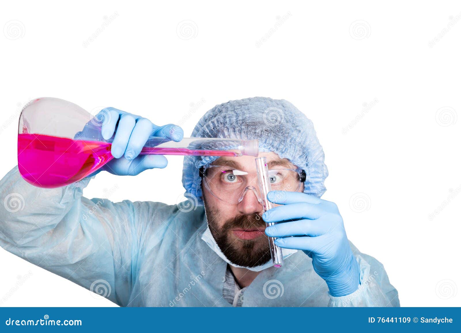 Funny Crazy Emotional Chemist With Flask Mad Scientist In His