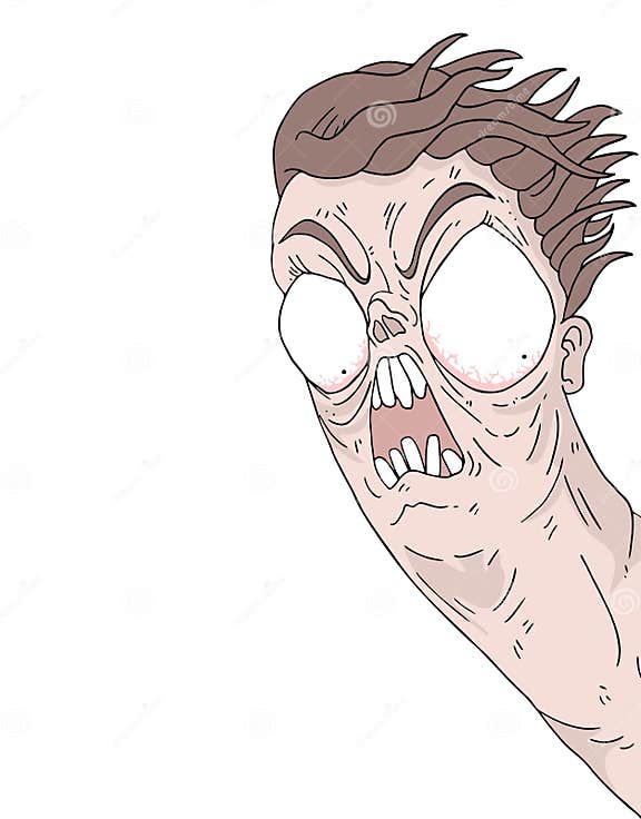 Funny crazy face draw stock vector. Illustration of scared - 156200509