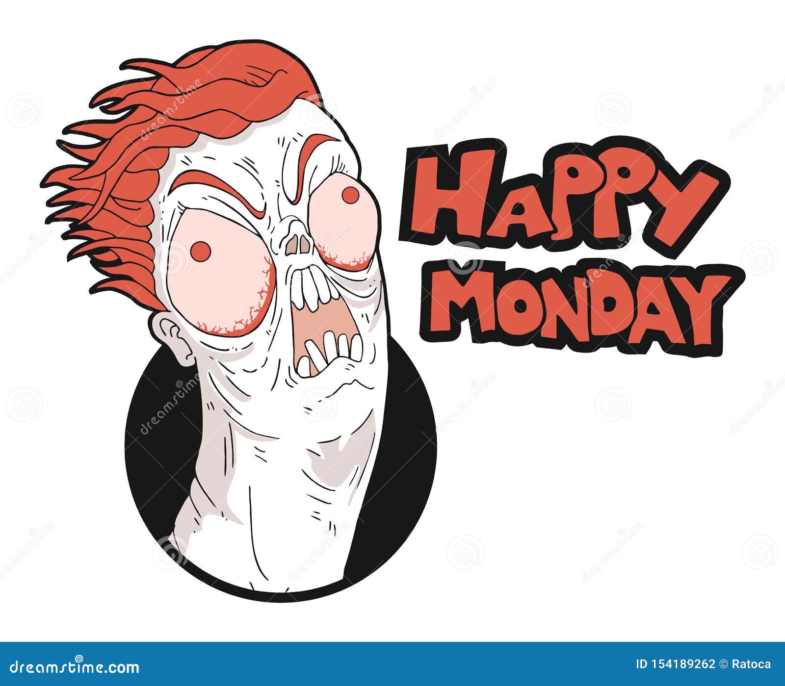 Funny Crazy Face and Monday Message Stock Vector - Illustration of look ...