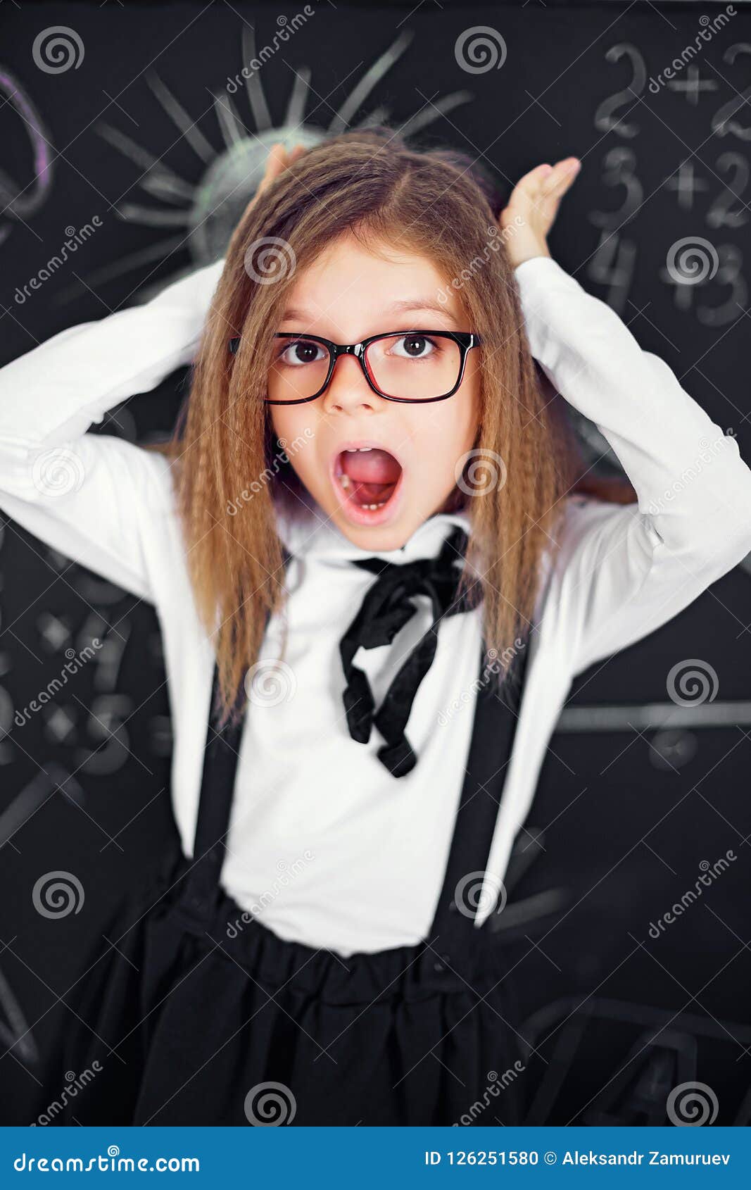 Funny Crazy Girl Student with Glasses Stock Photo - Image of childhood ...