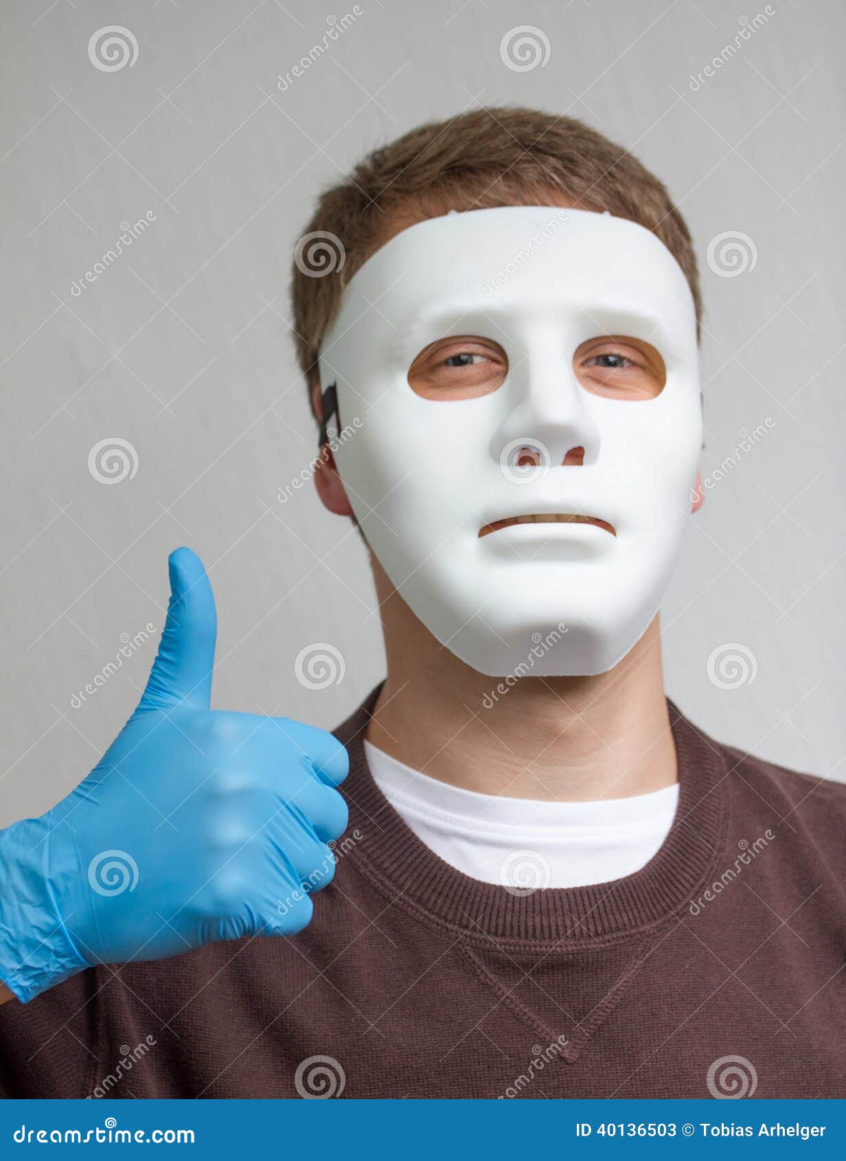 Funny and Crazy Guy with Plain White Mask Stock Image - Image of plain ...