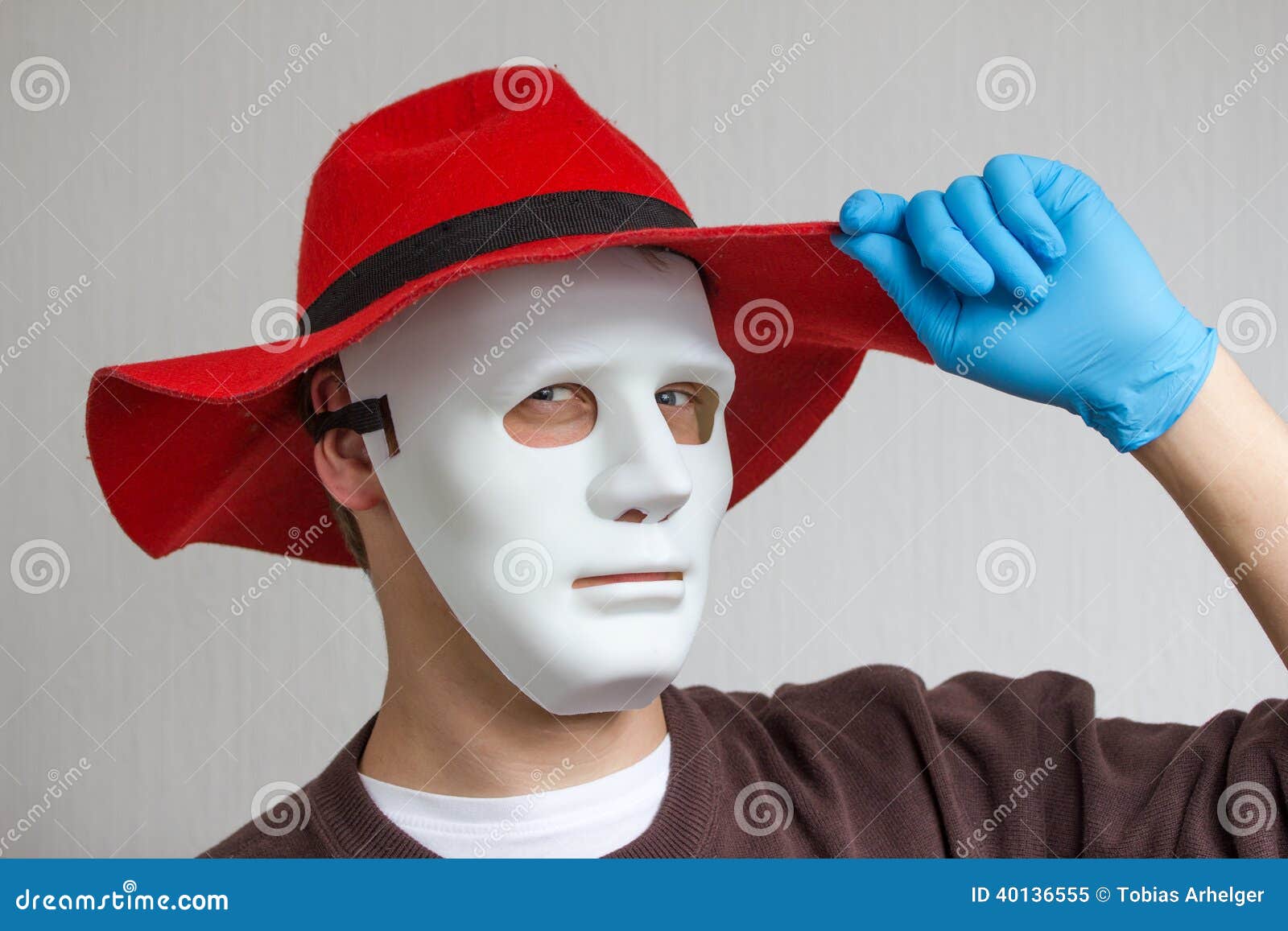 Funny and Crazy Guy with Plain White Mask Stock Image - Image of plain ...