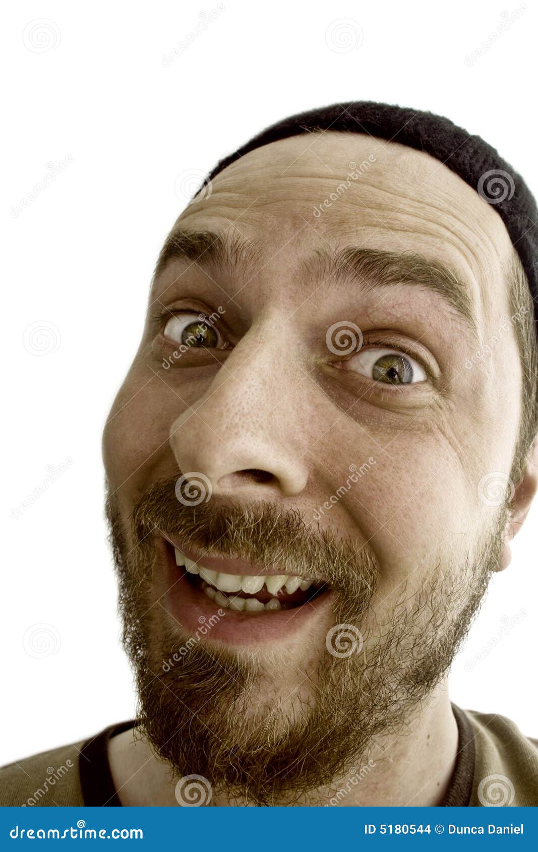 Funny Crazy Man Isolated on White Stock Photo - Image of close, comical ...