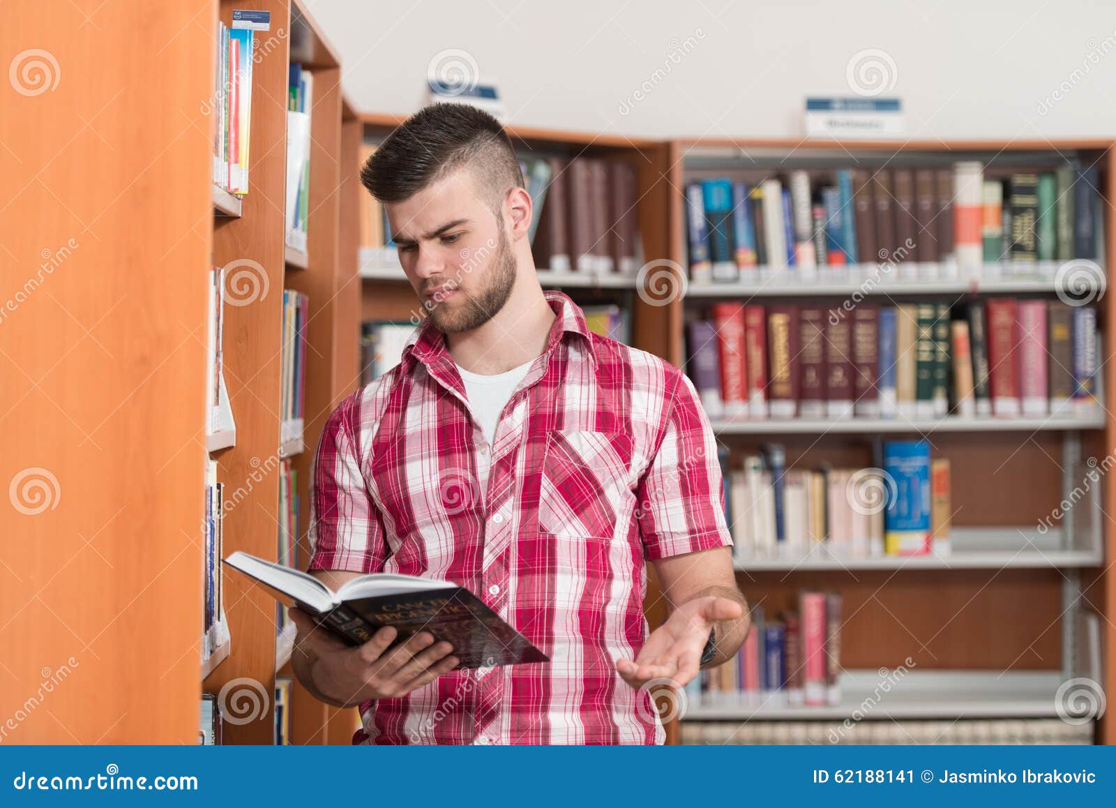 Funny and Crazy Man Reading from Book Stock Image - Image of modern ...