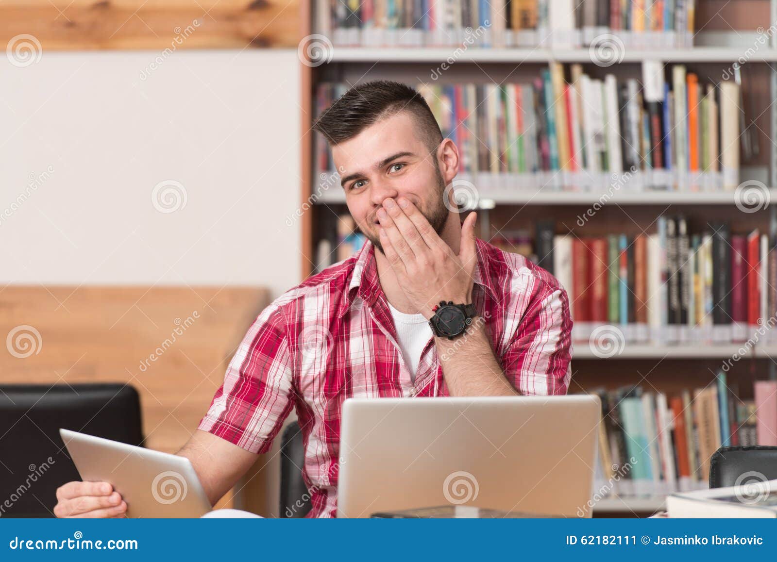 Funny and Crazy Man Using a Computer Stock Image - Image of closeup ...