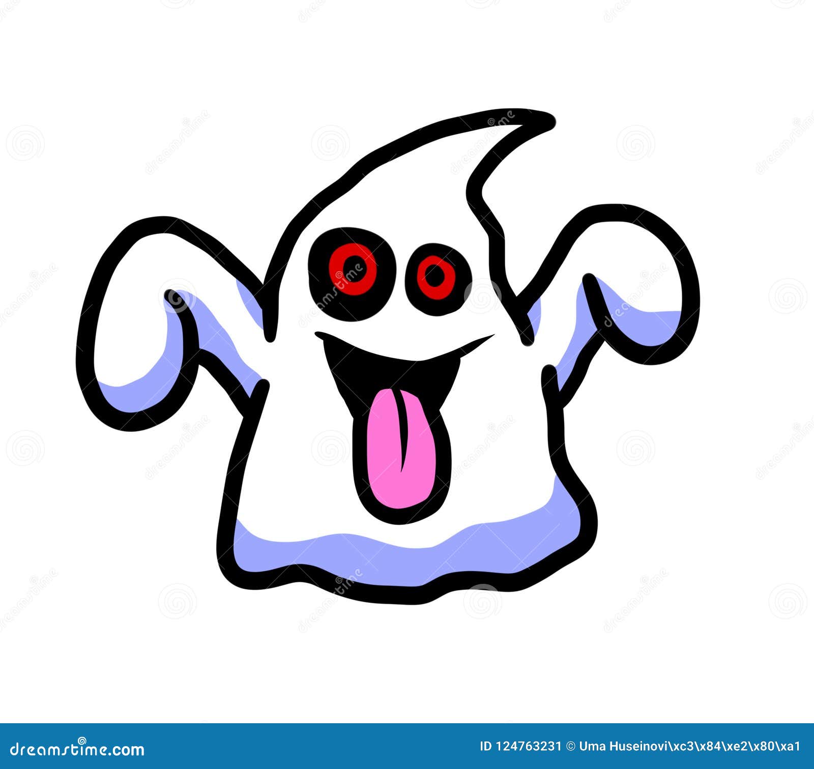 Funny Creepy Red Eyed Ghost Stock Illustration - Illustration of ...