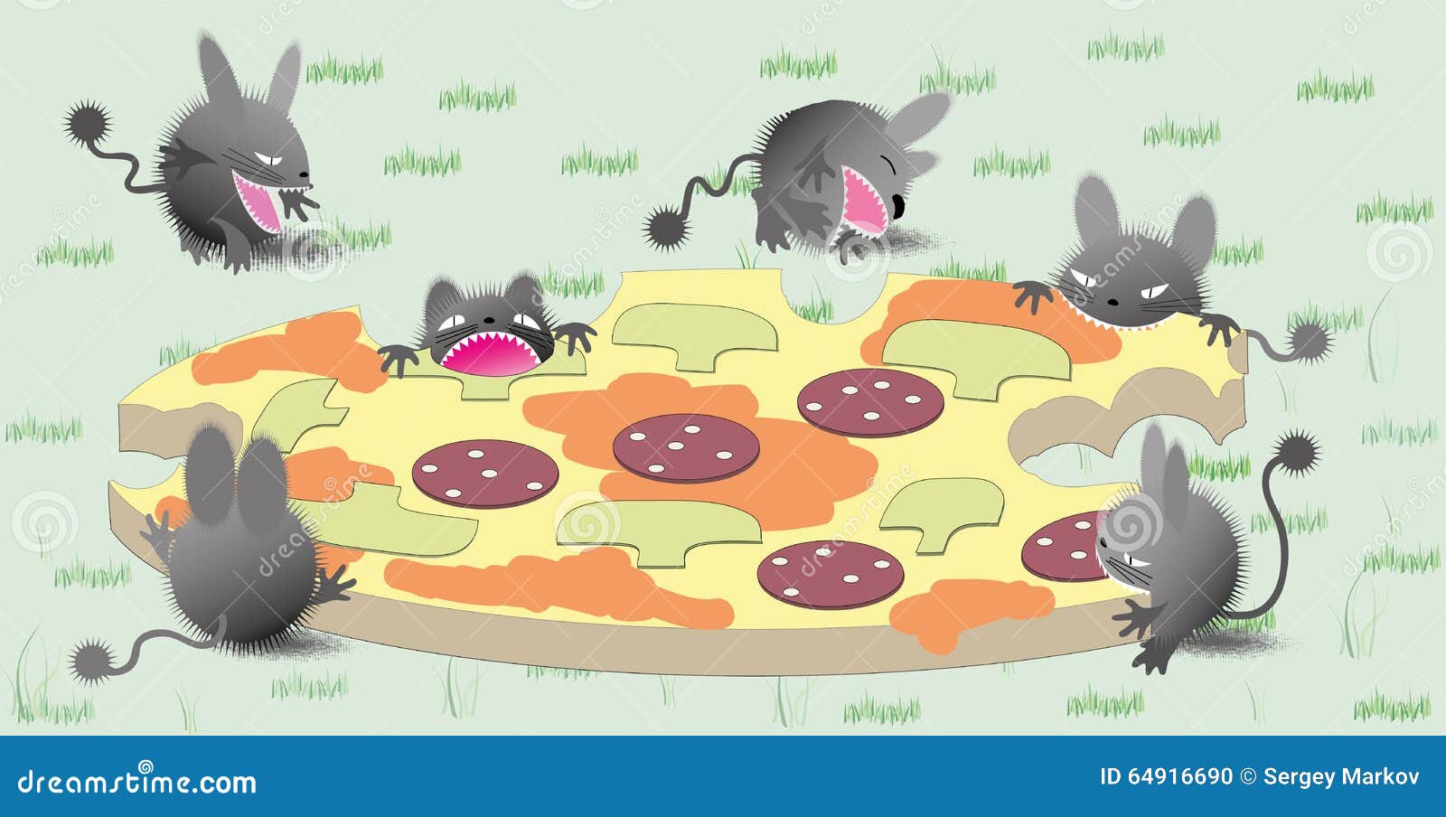 Funny Critters with the Pizza Stock Vector - Illustration of laughing ...