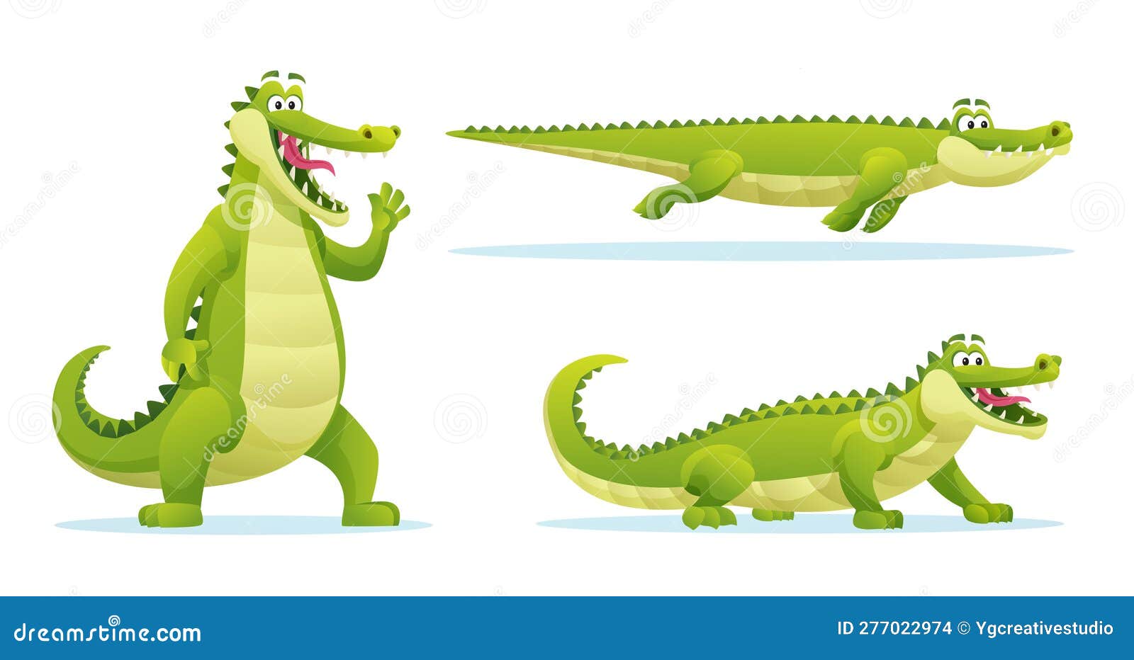 Funny Crocodile in Various Poses Stock Vector - Illustration of cartoon ...