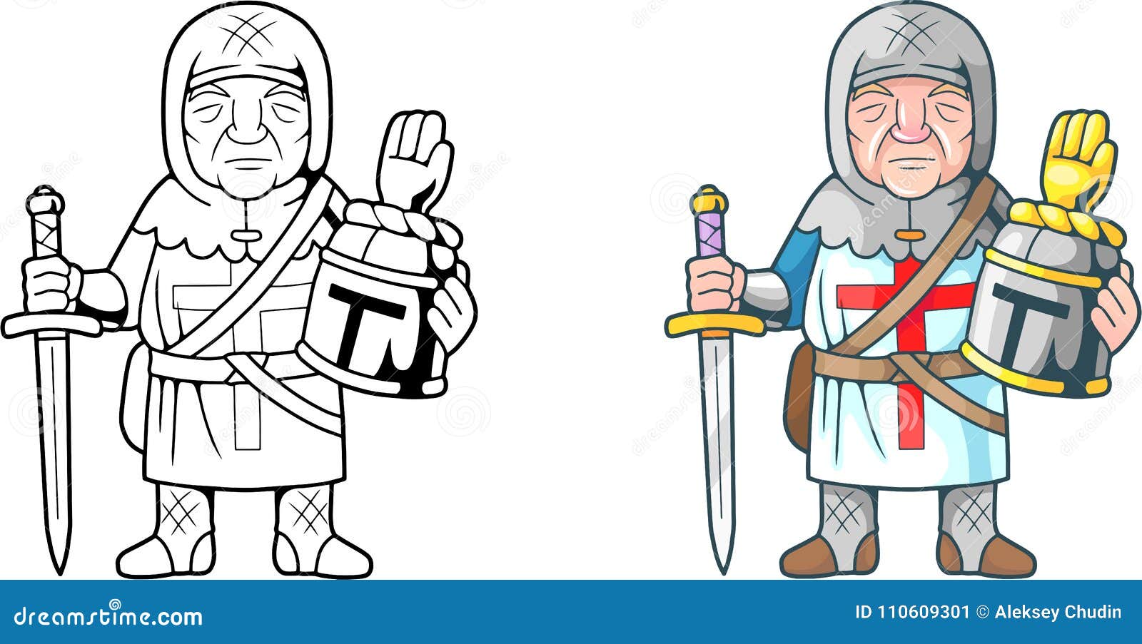 Funny Crusader, Coloring Book Stock Vector - Illustration of crusade ...