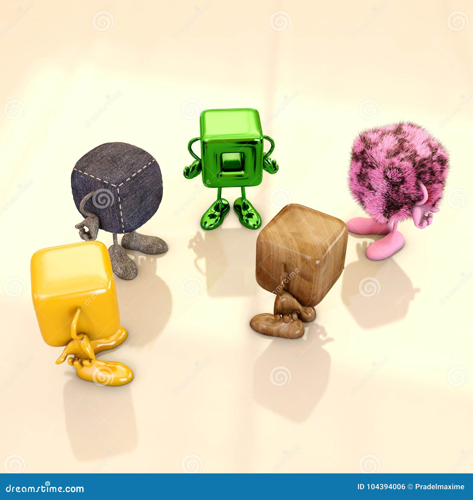 Funny Cube Characters Talking Stock Illustration - Illustration of ...