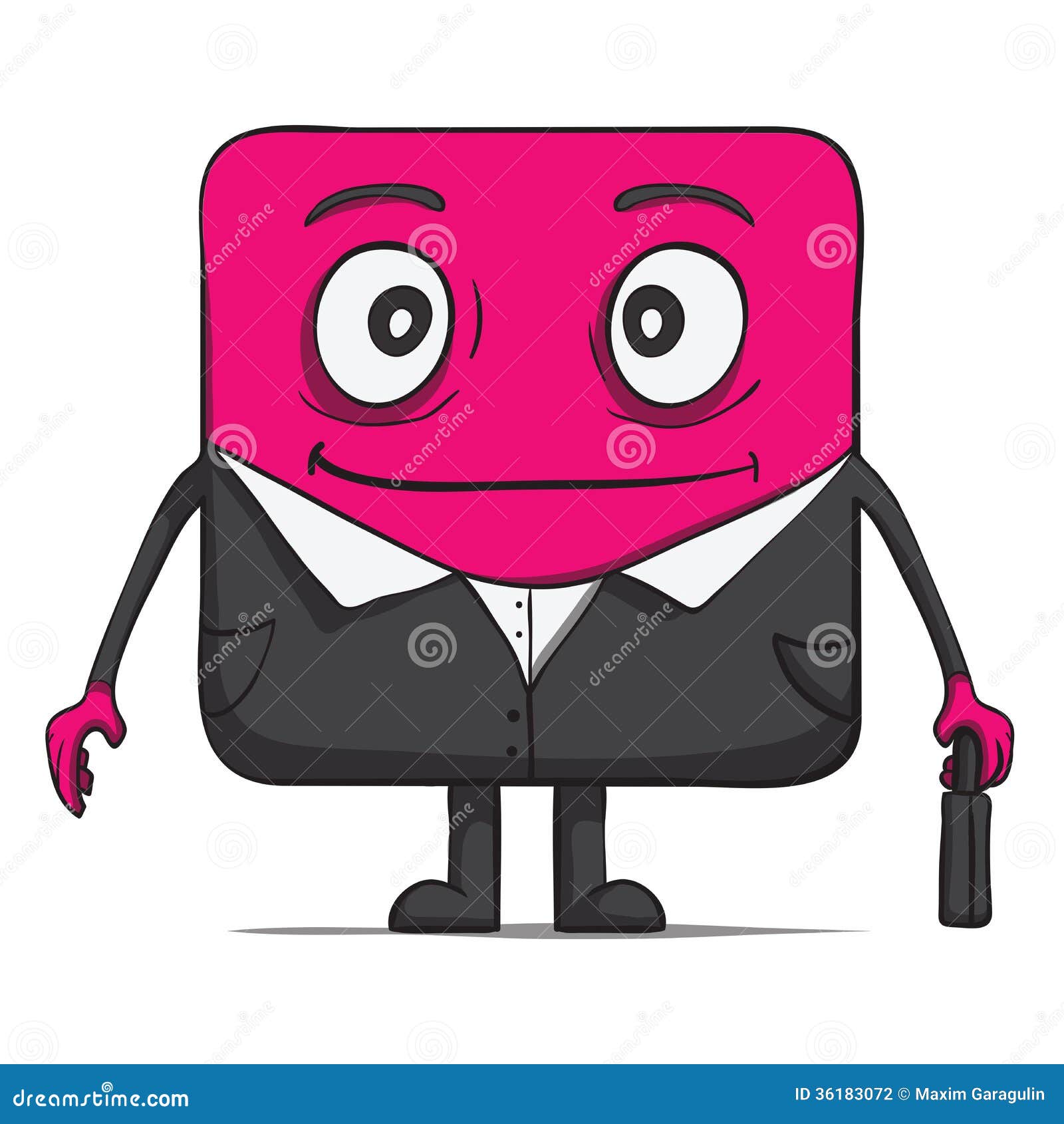 Funny Cube Dude Businessman in Suit. Square Stock Vector - Illustration ...