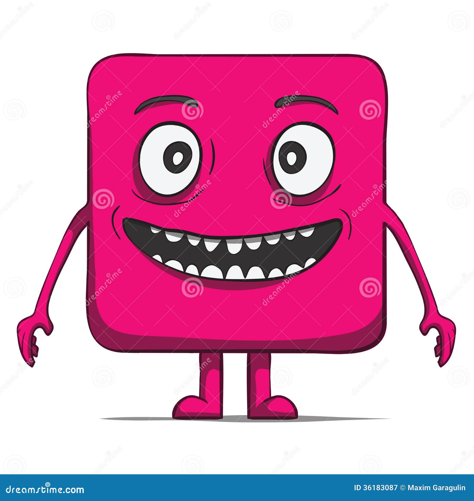 Funny Cube Dude. Square Character Stock Vector - Illustration of ...
