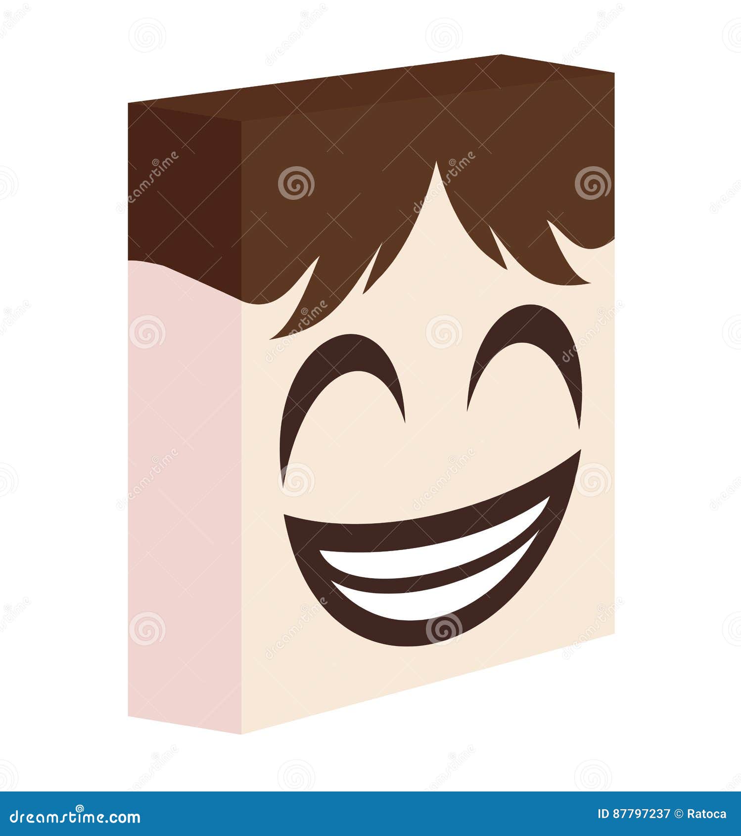 Funny Cube Face Illustration Stock Vector - Illustration of smile ...