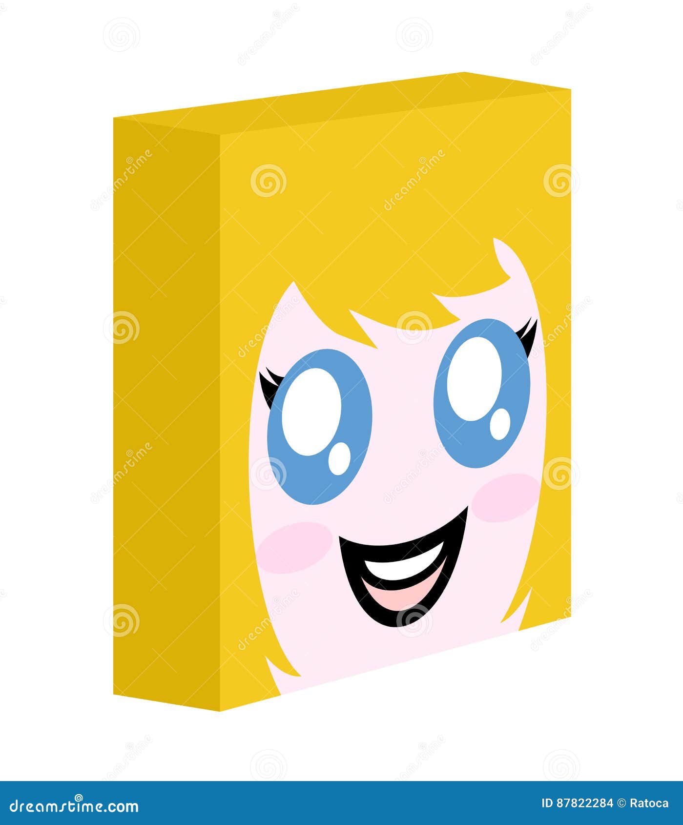 Funny Cube Face Illustration Stock Vector - Illustration of pretty ...