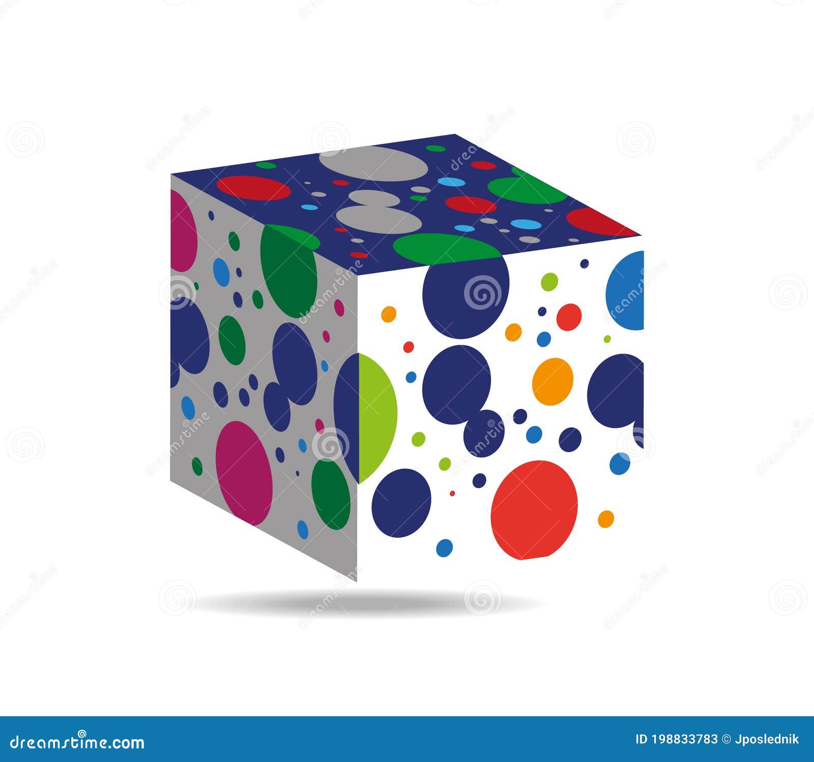 A Funny Cube with Many Colorful Dots Stock Vector - Illustration of ...