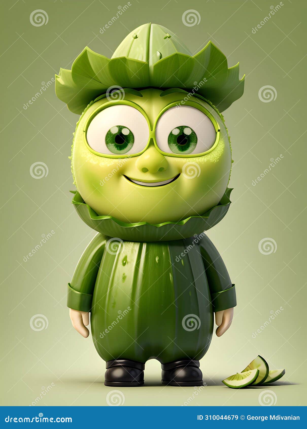 Funny Cucumber Character on Green Stock Illustration - Illustration of ...