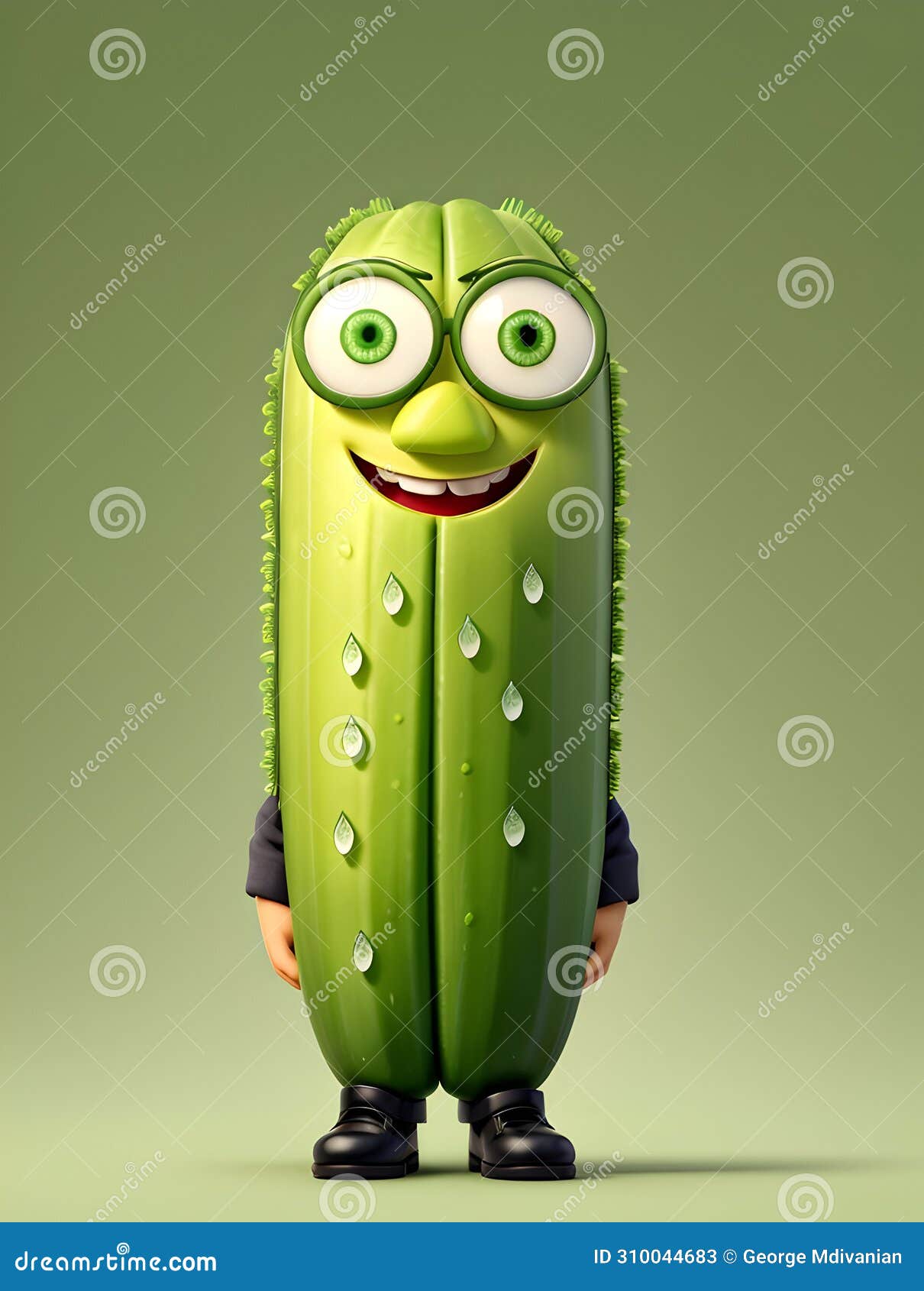 Funny Cucumber Character on Green Stock Illustration - Illustration of ...
