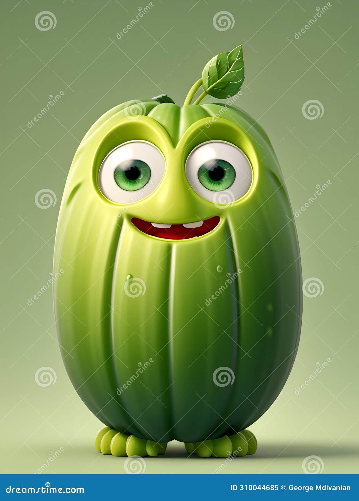 Funny Cucumber Character on Green Stock Illustration - Illustration of ...