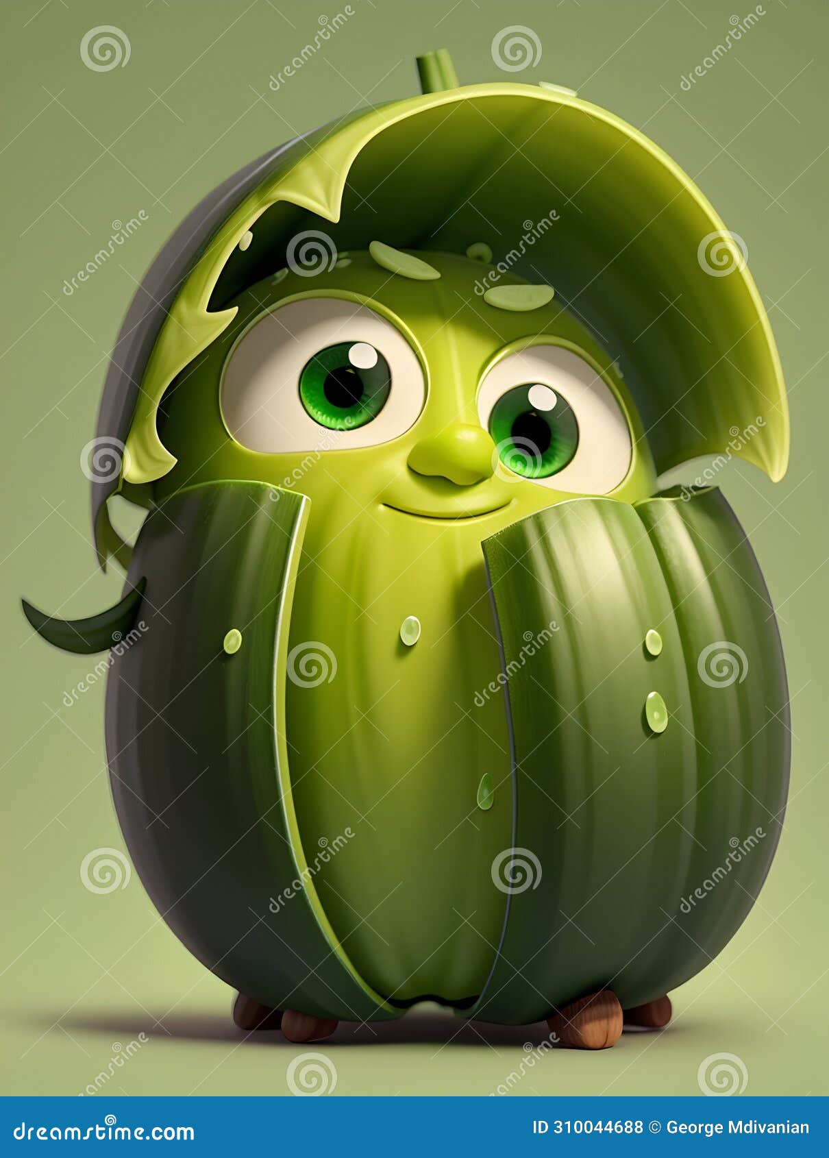 Funny Cucumber Character on Green Stock Illustration - Illustration of ...