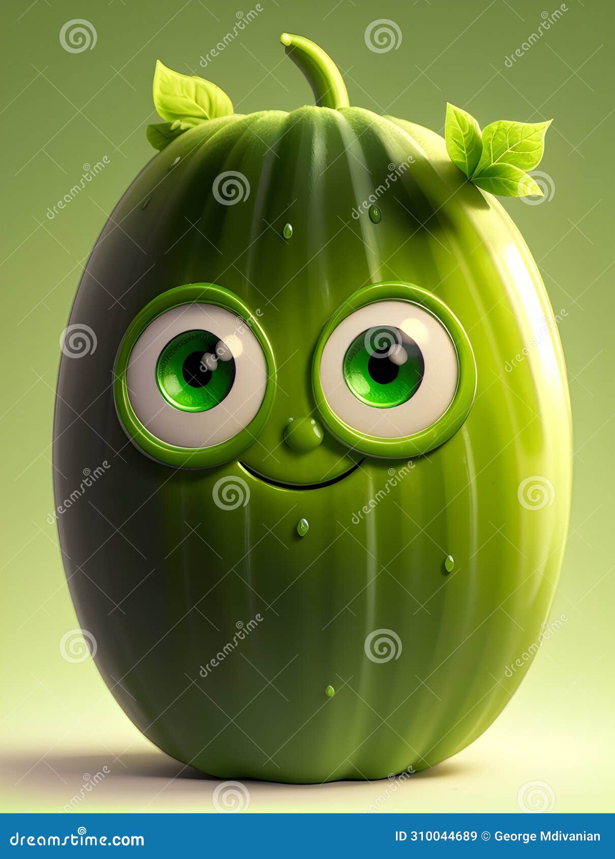 Funny Cucumber Character on Green Stock Illustration - Illustration of ...