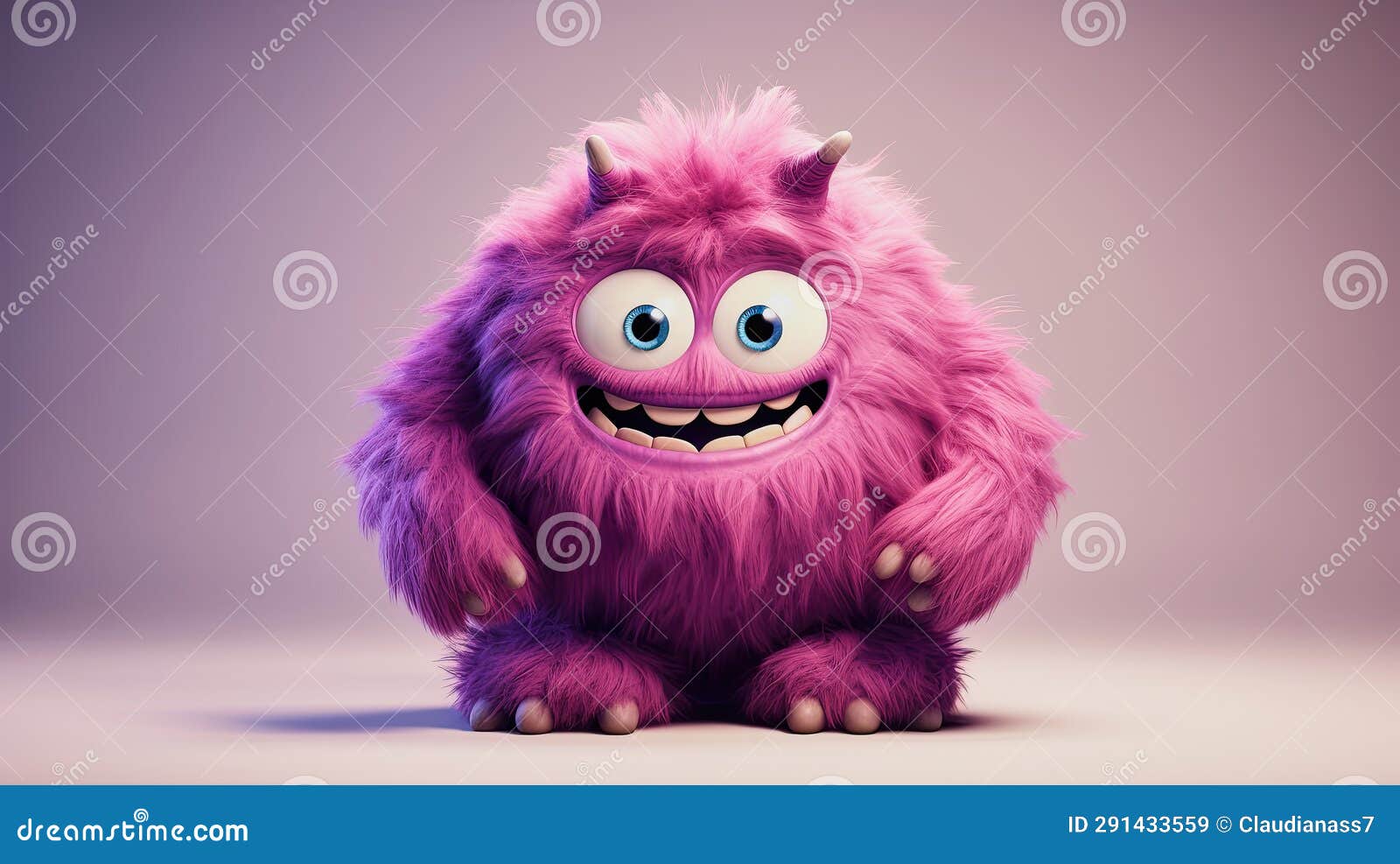 Funny Cuddly Violet Monster Stock Image - Image of generated, cute ...