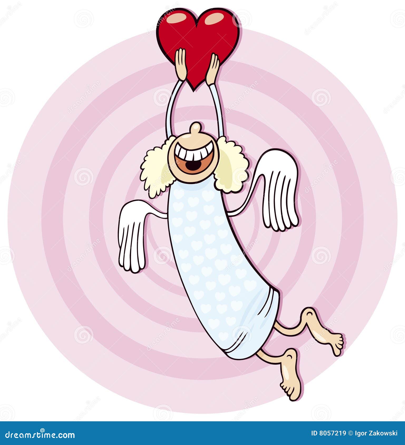 Funny Cupid Angel with Heart Stock Vector - Illustration of ...
