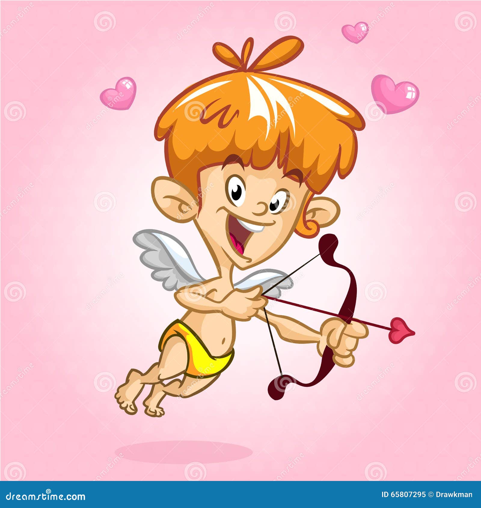 Funny Cupid With Bow And Arrow Illustration Of A Valentines Day