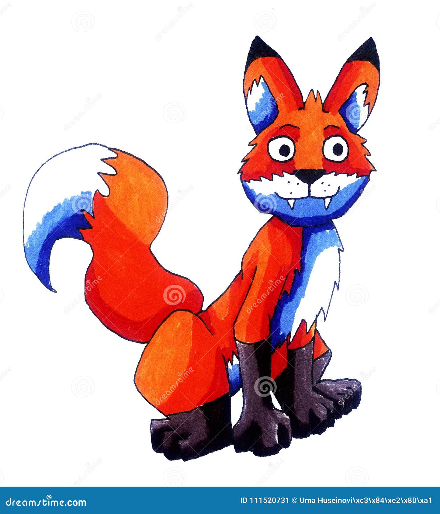 Funny Curious Fox stock illustration. Illustration of intelligent ...