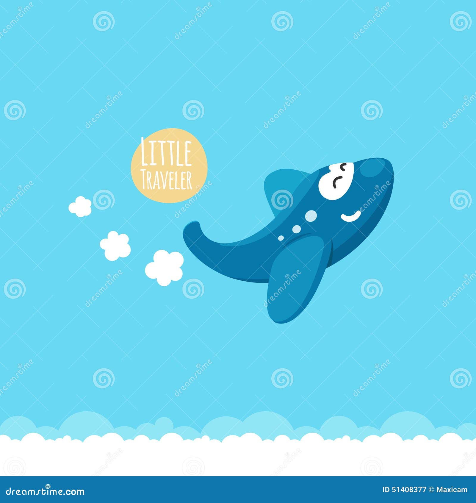 Funny Cute Airplane is Flying in the Air Stock Vector - Illustration of ...