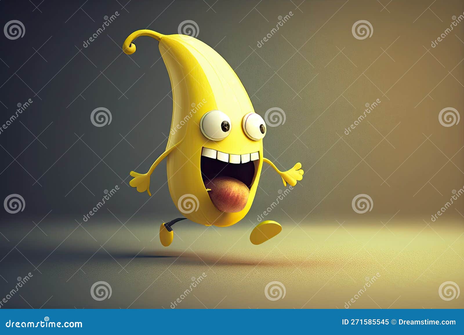 Funny Cute Banana Character Design, Generative Ai Stock Illustration ...