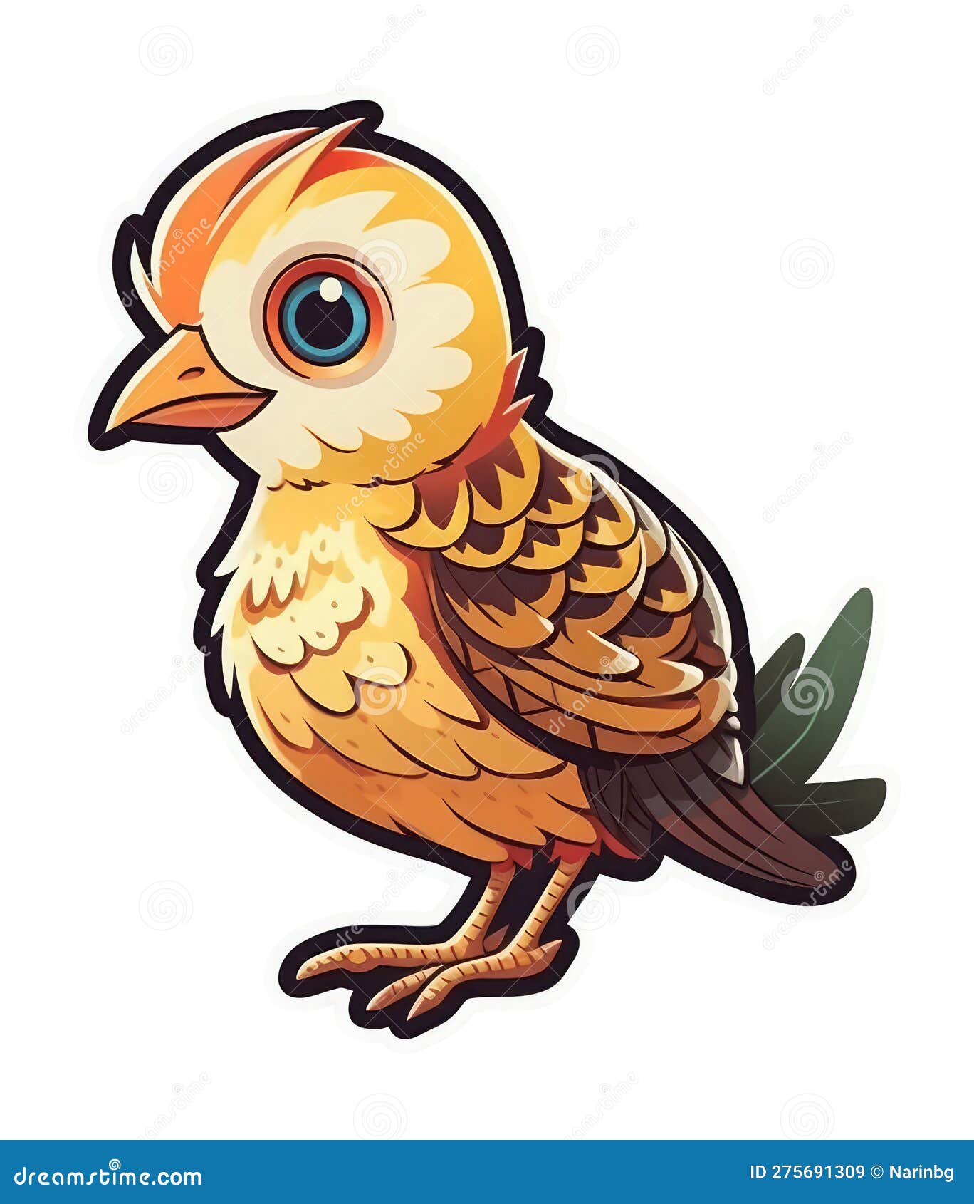 Funny and Cute Bird Transparency Sticker, Golden Pheasant Stock Image ...
