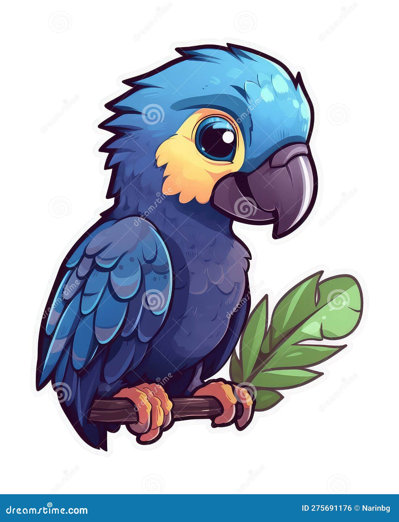 Funny and Cute Bird Transparency Sticker, Hyacinth Macaw Stock Photo ...