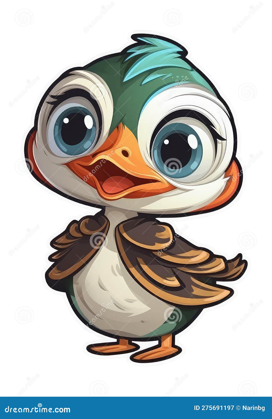 Funny and Cute Bird Transparency Sticker, Mandarin Duck Stock Image ...