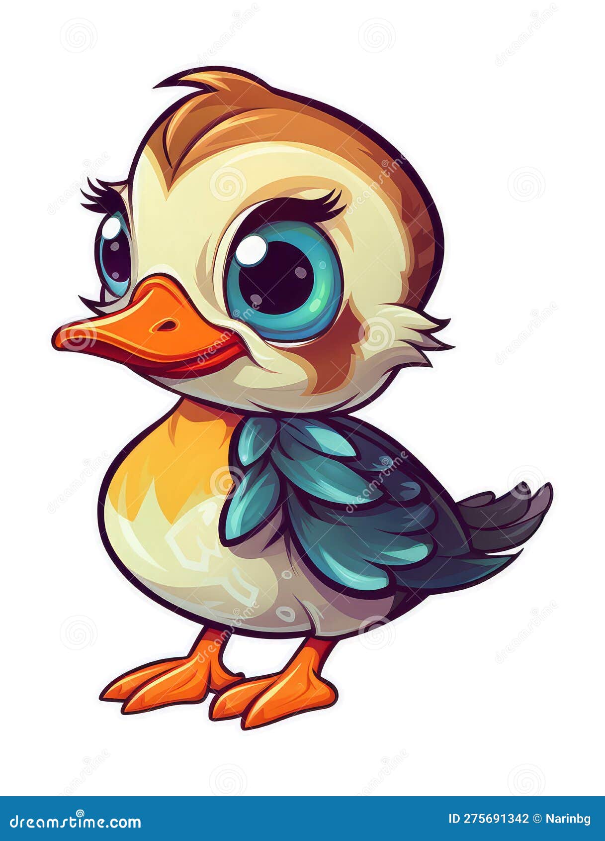 Funny and Cute Bird Transparency Sticker, Mandarin Duck Stock Photo ...