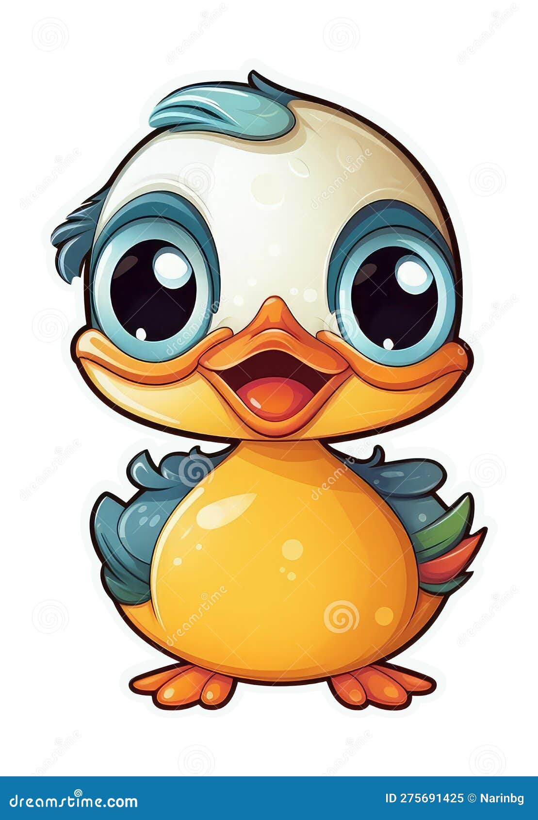 Funny and Cute Bird Transparency Sticker, Mandarin Duck Stock Image ...