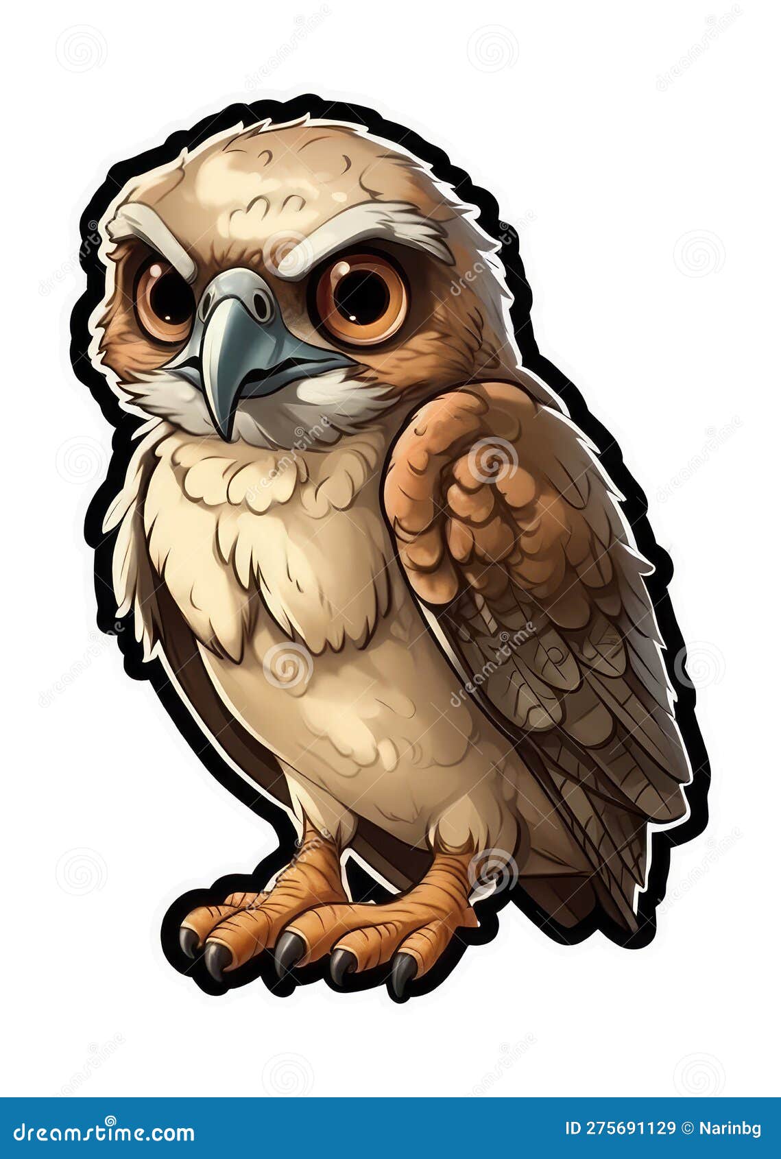 Funny and Cute Bird Transparency Sticker, Red-tailed Hawk Stock Image ...