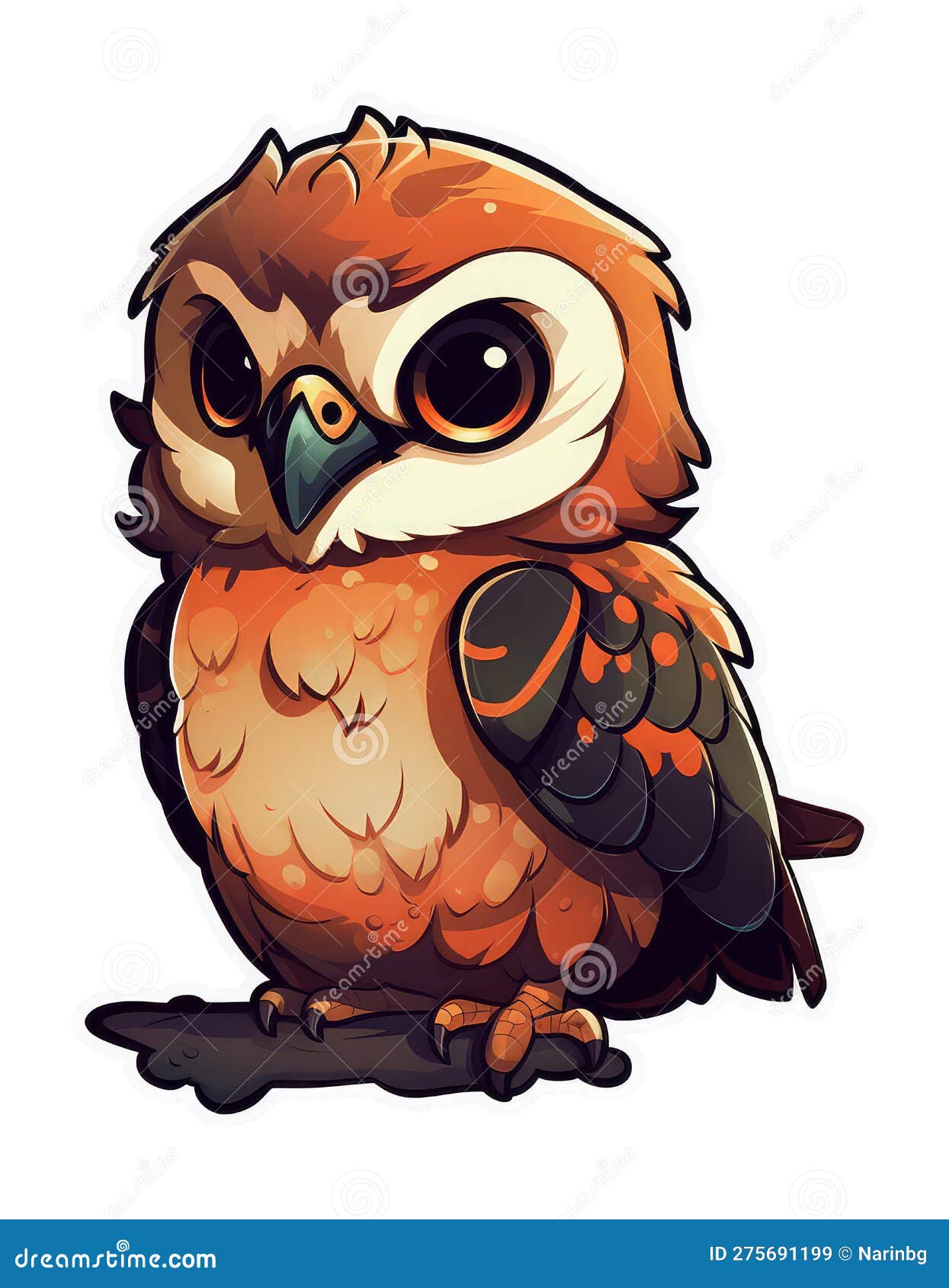 Funny and Cute Bird Transparency Sticker, Red-tailed Hawk Stock Image ...