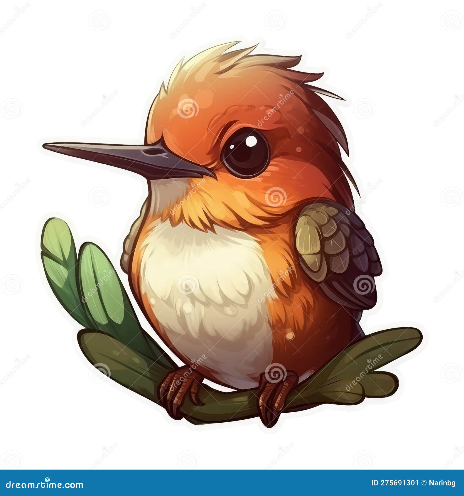 Funny and Cute Bird Transparency Sticker, Rufous Hummingbird Stock ...