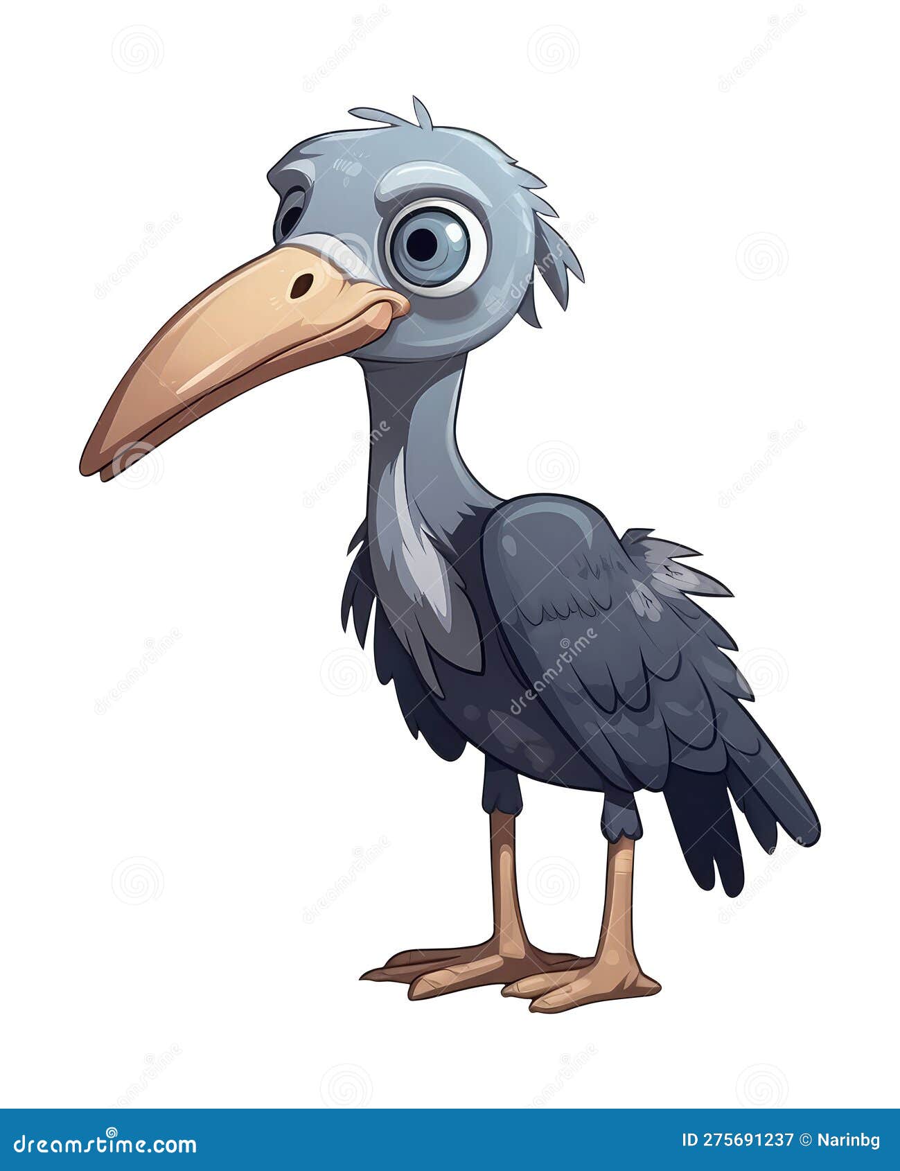 Cute Shoebill Holding Cocktail Glass, Design For Coloring Book ...