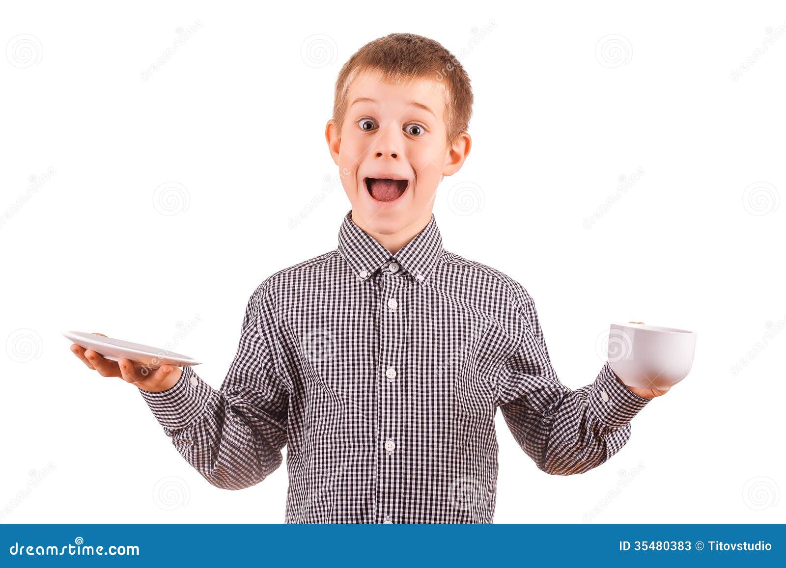 Funny Cute Boy with White Cup of Tea Stock Image - Image of drink ...