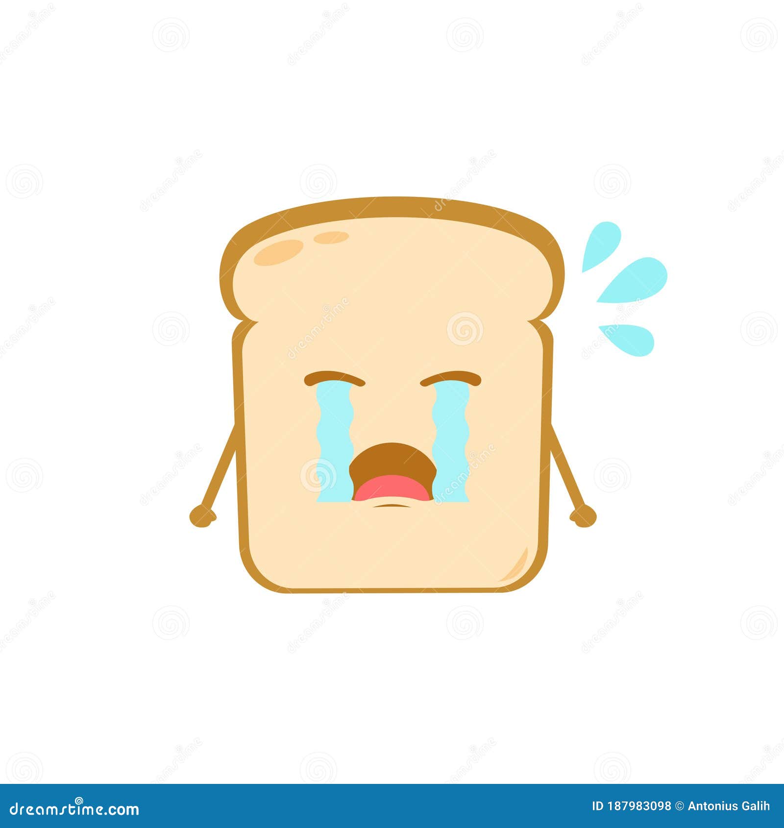 Funny Cute Bread Character. Vector Flat Bread Character Feel Sad ...