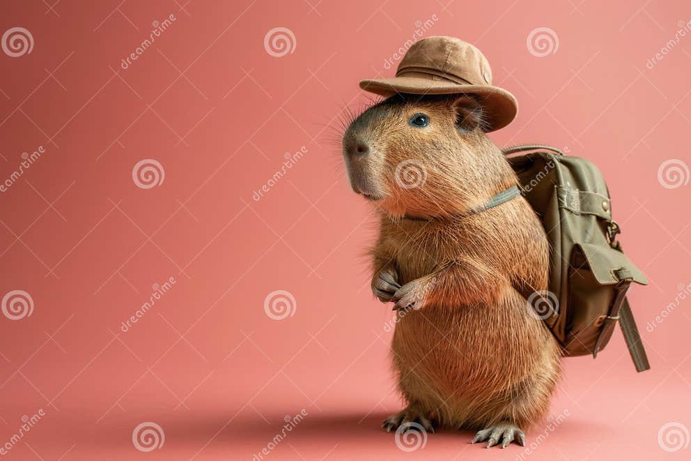 Funny and Cute Capybara Wearing in Different Uniforms on the Colour ...