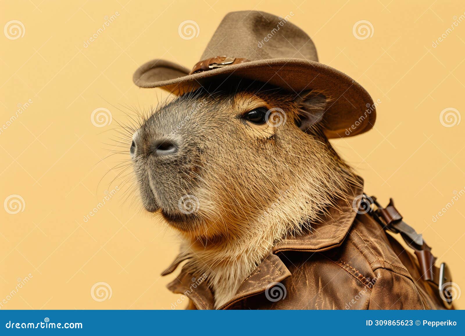 Funny and Cute Capybara Wearing in Different Uniforms on the Colour ...