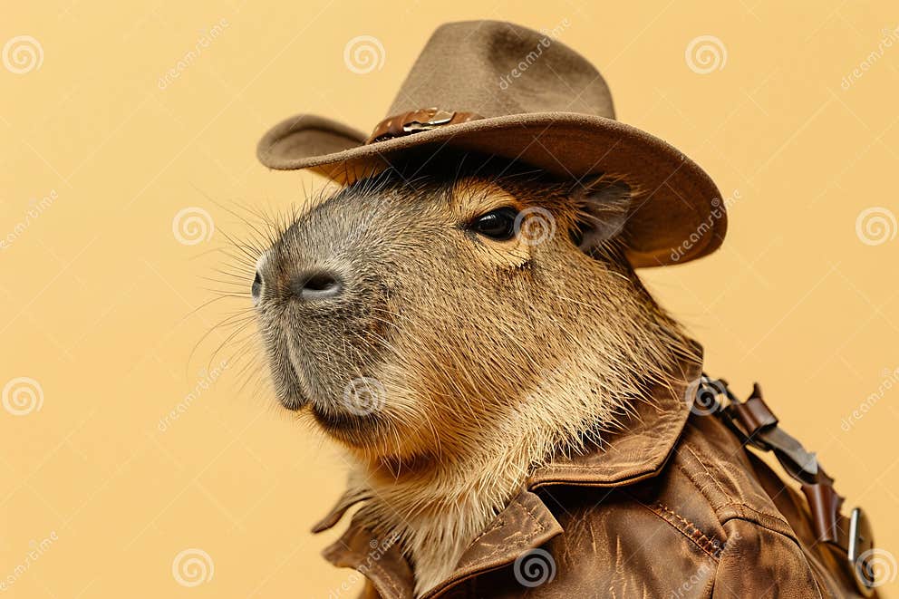 Funny and Cute Capybara Wearing in Different Uniforms on the Colour ...