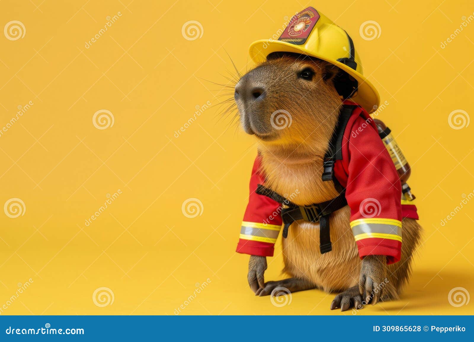 Funny and Cute Capybara Wearing in Different Uniforms on the Colour ...
